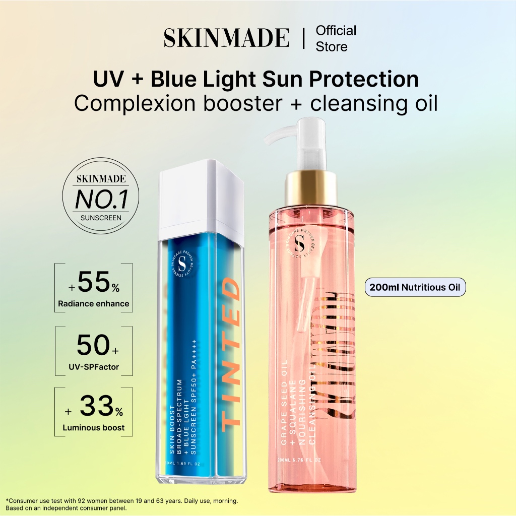 SKINMADE Skin Boost Hybrid Broad-Spectrum & Blue Light Sunscreen SPF 50 ...