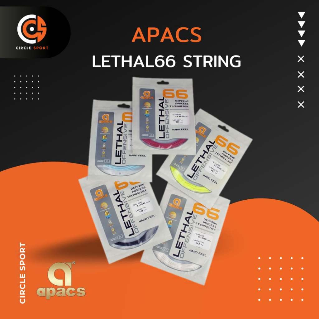 Apacs Lethal 66 Offensive (0.66mm Hard Feel) Badminton String Original ...