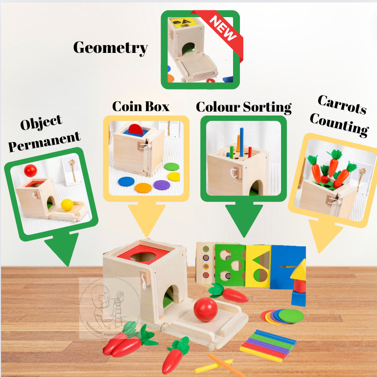 Montessori 5 in 1 Early Learning Educational Wooden Toys Box (Object ...