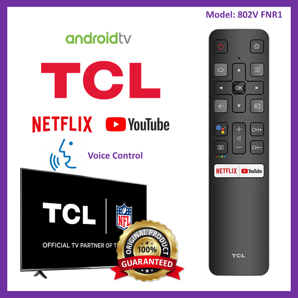 TCL Android 4K UHD Smart TV Remote Control 802V FNR1 TCL 4-Series 4K UHD HDR Smart Android TV ...