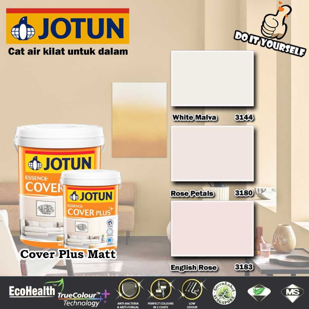 JOTUN ESSENCE COVER PLUS INTERIOR MATT 5 Liter White Malva 3144 / Rose ...