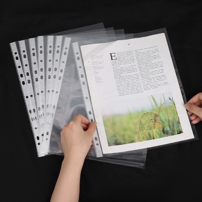 Plastic A4 Size PP Transparent Waterproof Document Holder 11hole ...