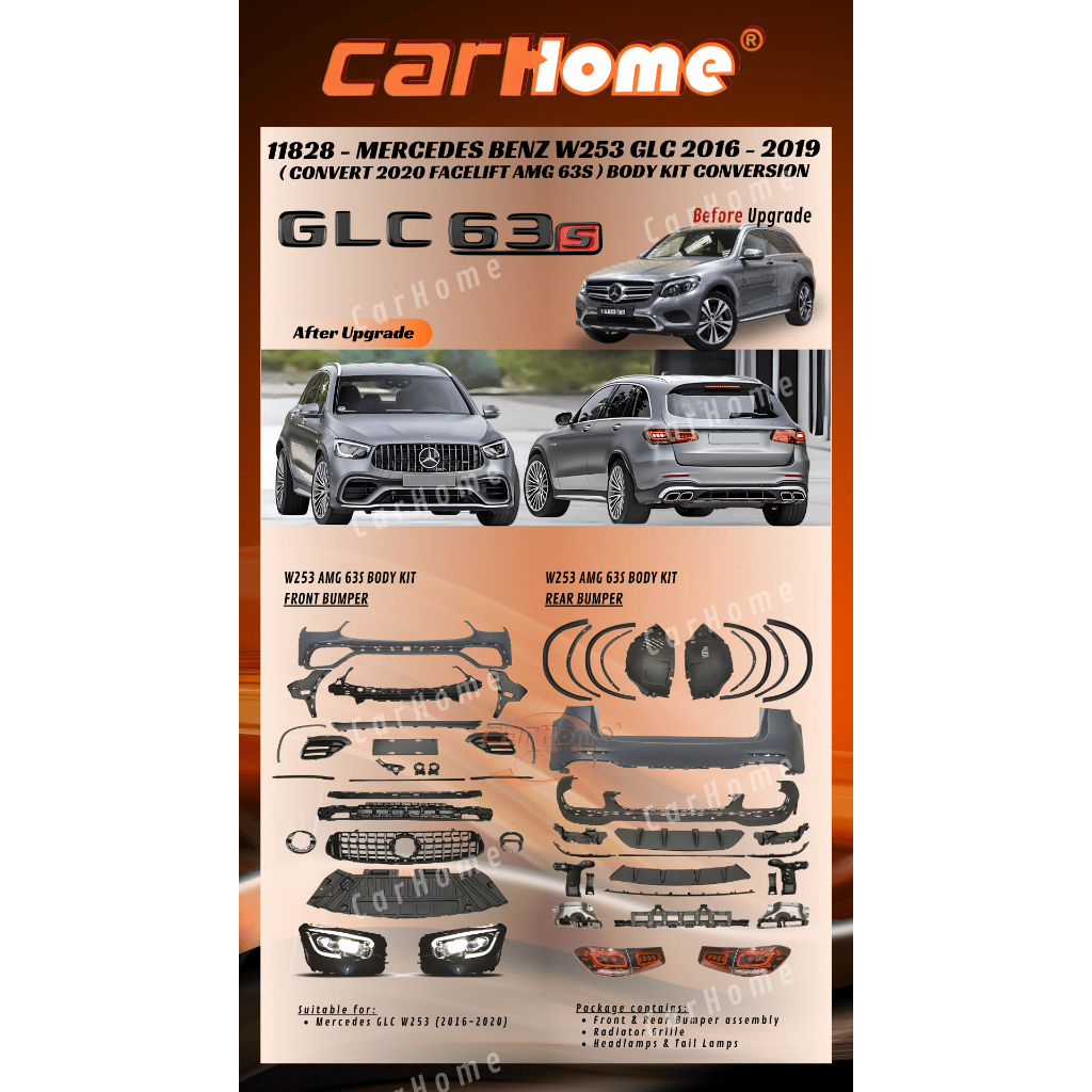 MERCEDES BENZ W253 GLC 2016 - 2019 CONVERT 2020 FACELIFT AMG 63s BODY KIT SET | Shopee Malaysia