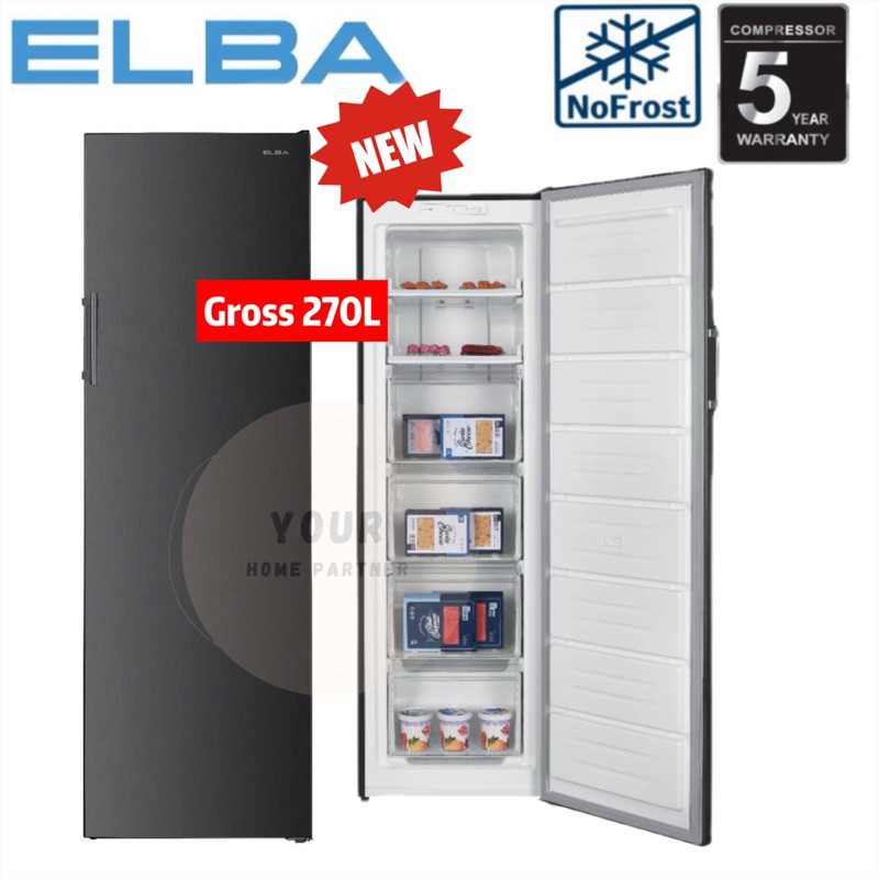 Elba Upright Freezer No Frost EUF-Q2750FF(GR) Gross 270L | Shopee Malaysia