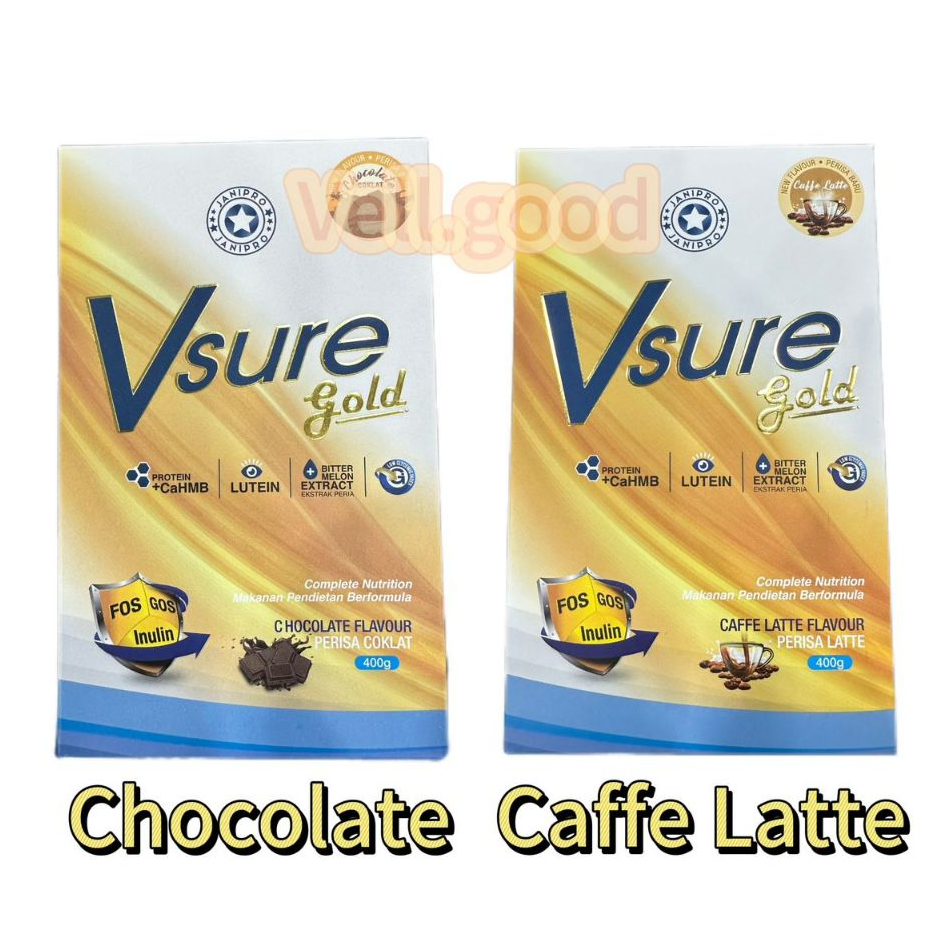 VSURE GOLD COMPLETE NUTRITION CHOCOLATE / CAFFE LATTE FLAVOUR - 400G | Shopee Malaysia