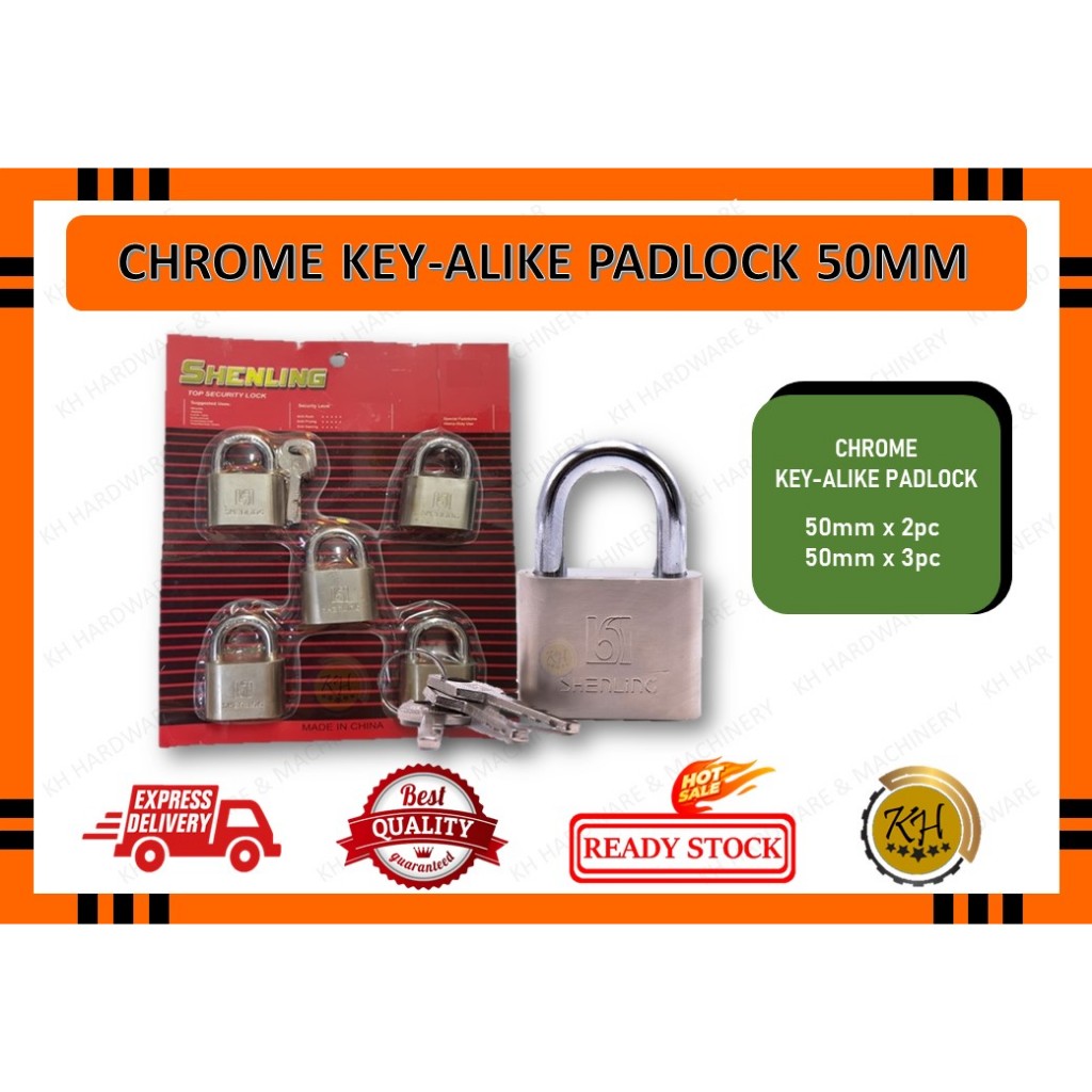 CHROME KEY-ALIKE PADLOCK 50MM / KUNCI PINTU 50MM | Shopee Malaysia