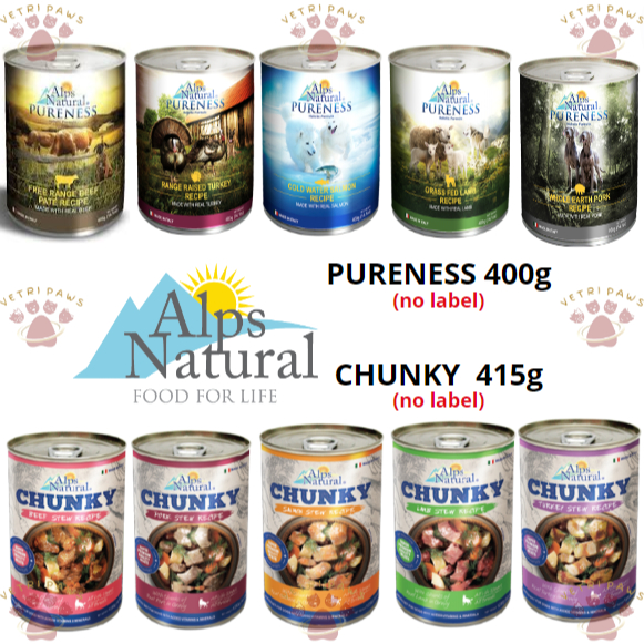 (NO LABEL) Alps Natural Pureness 400g/ Chunky 415G Dog Canned Food ...