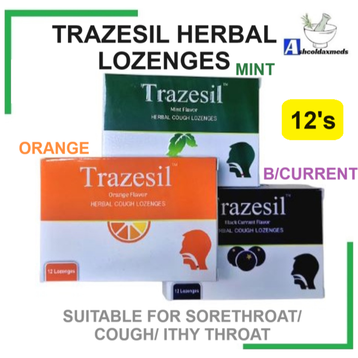 Trazesil Lozenges Blackcurrant/Orange/Mint 12's (sakit tekak herbal ...