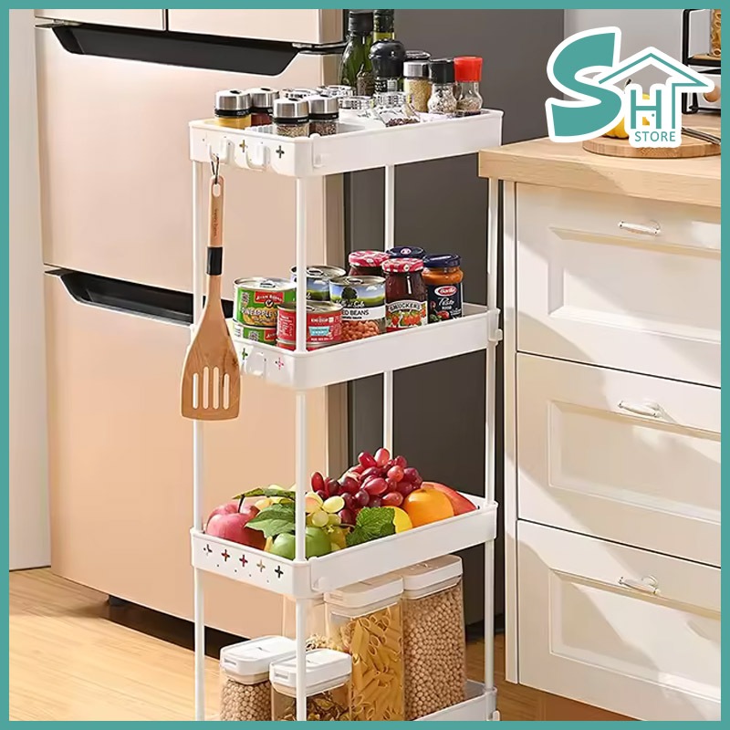 Multilayer Trolley Rack Storage Rack With Wheel Kitchen Bathroom ...