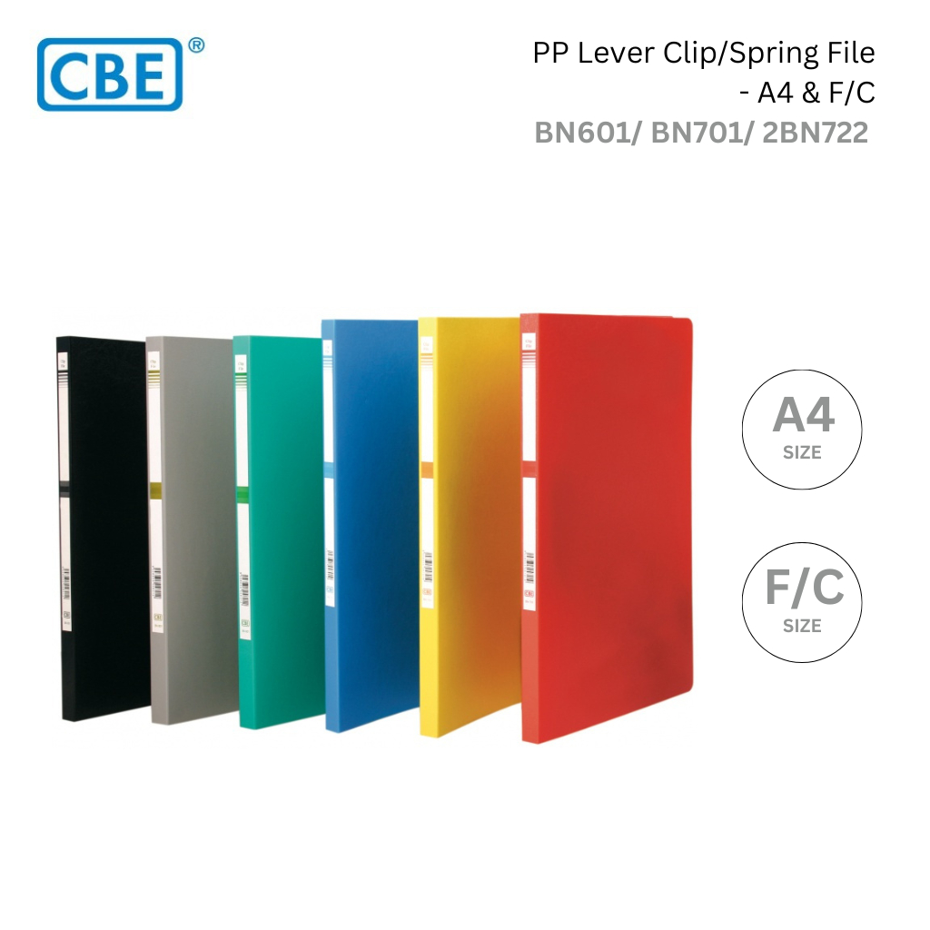 CBE BN601/ BN70/ 2BN722 I PP Lever Clip/Spring File - A4 & F/C | Shopee ...