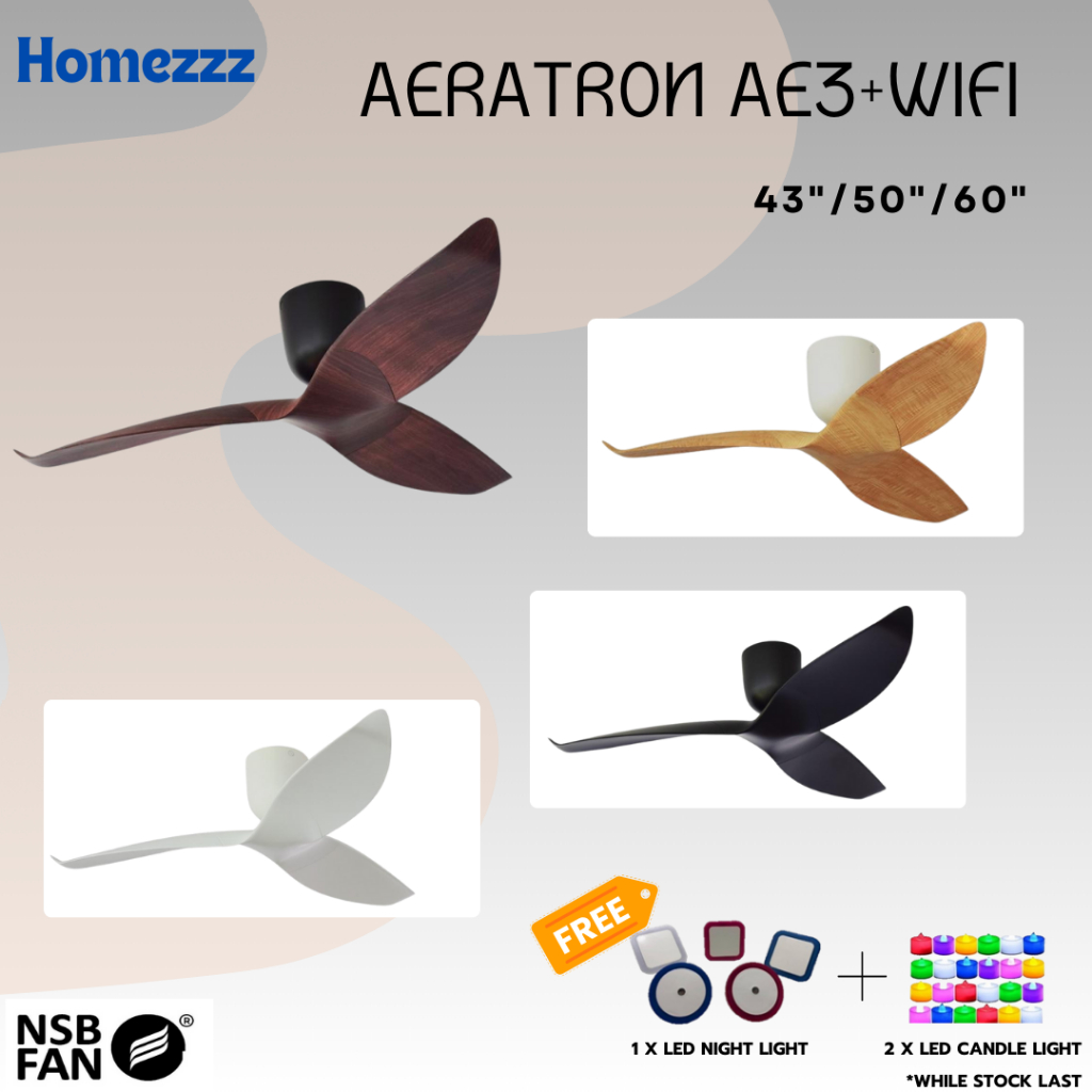 NSB FAN AERATRON AE3 + WIFI 43 / 50 / 60 Inches DC MOTOR REMOTE CONTROL ...