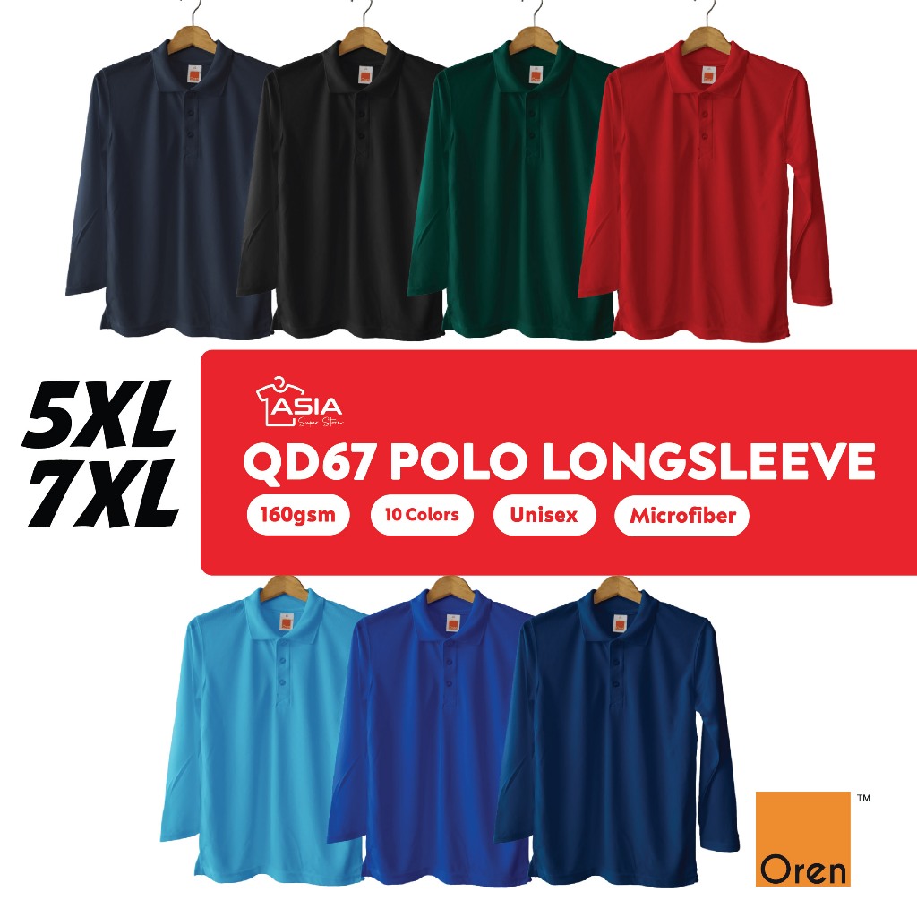 OREN SPORT 5XL 7XL Polo Longsleeve Tshirt Jersey Microfiber Baju ...