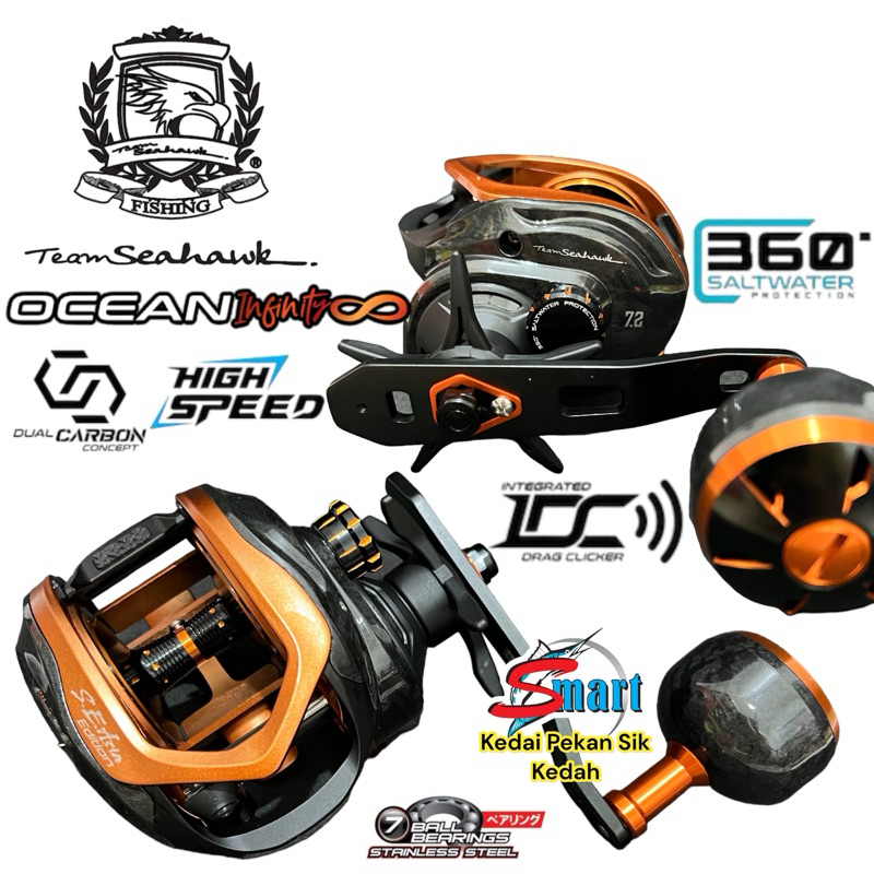 Team Seahawk Ocean Infinity Carbon Jigging Reel / 7.2 High Speed / Max ...