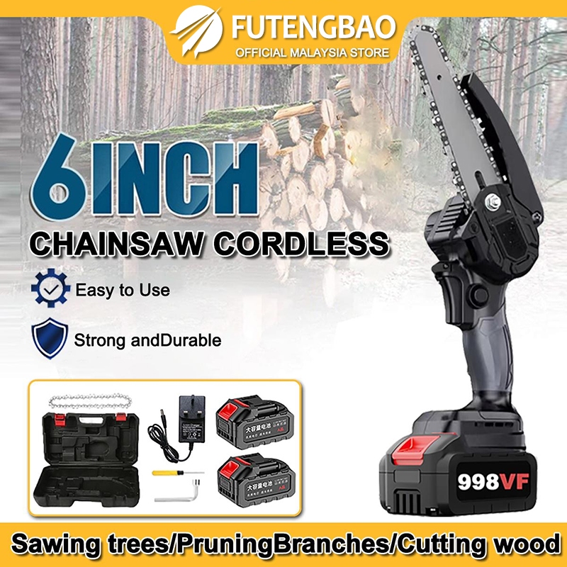 998VF Cordless Chain saw 6 Inch Cutting 1200W Portable Chain saw Chain ...