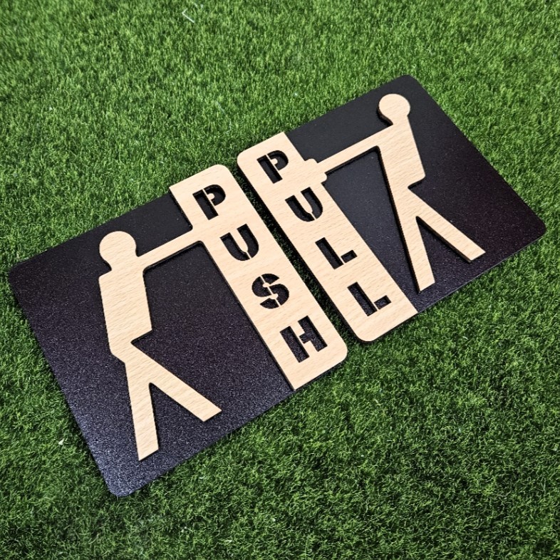 Push Pull Door Signage Board Push Pull | Wooden Sign 1 Pair Push Pull ...
