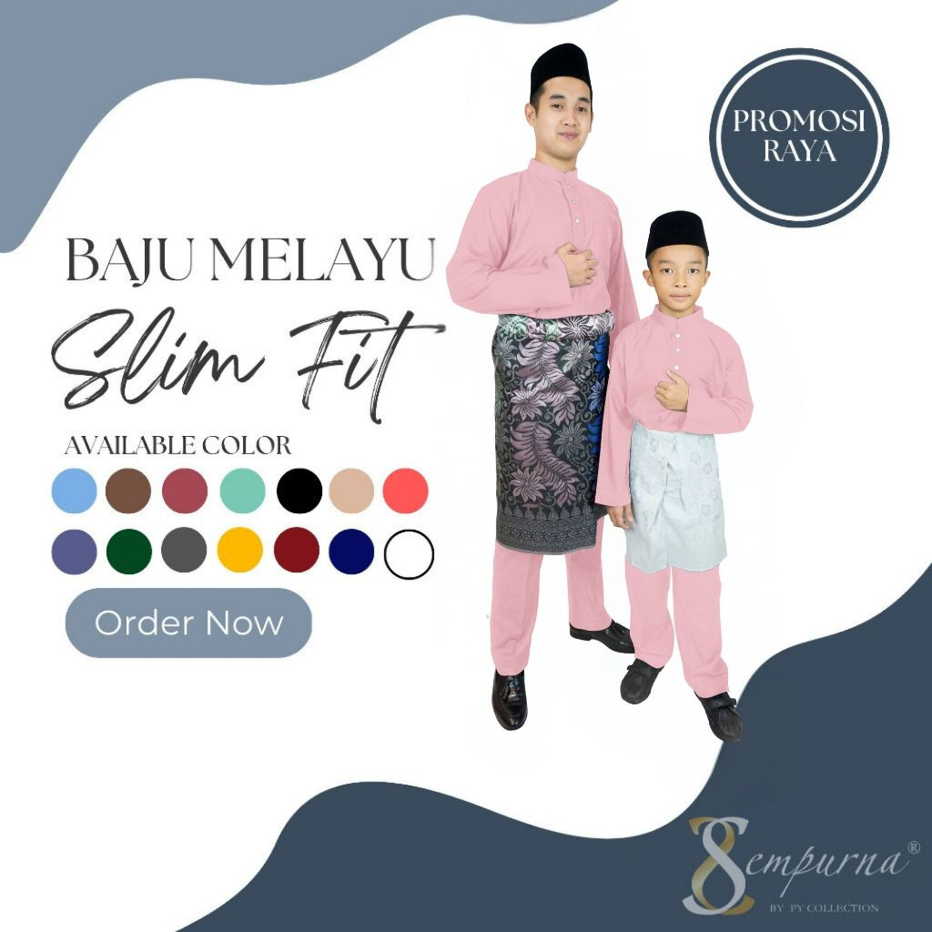 BAJU MELAYU RAYA SLIM FIT COTTON DUSTY PINK SEPASANG DEWASA & BUDAK ...