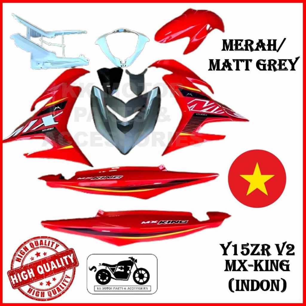 COVERSET Y15 Y15ZR YSUKU V2 MX-KING MXKING MERAH/ MATT GREY RED/MATT ...