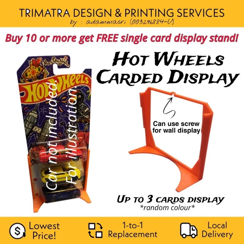 Hot Wheels Carded Wall Display Regular/Premium Card Holder Stand ...