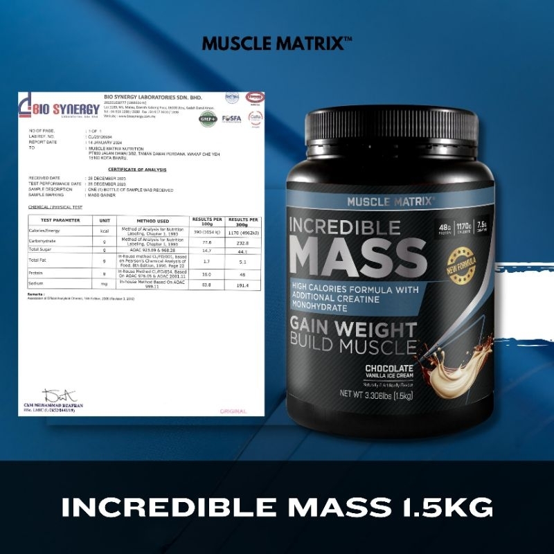 [FREE GIFT] Incredible Mass 1.5kilo MUSCLE MATRIX | Shopee Malaysia