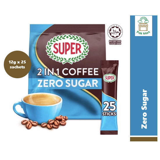 (Halal) Super 3 in 1 Coffee Zero Sugar (18g x 25sticks) | Shopee Malaysia