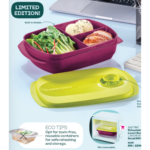 Tupperware Reheatable Divided Lunch Box (1) 1L | Shopee Malaysia