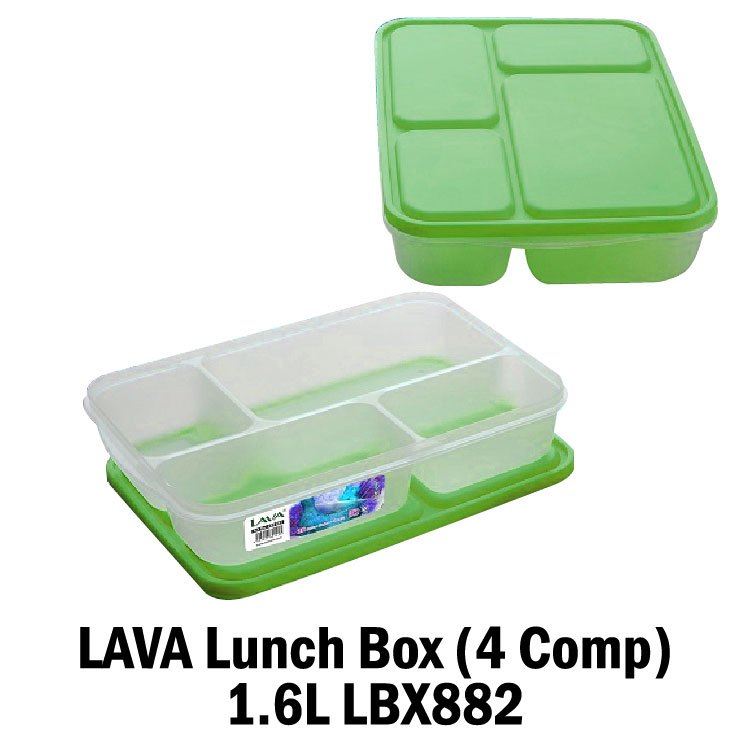 LAVA Lunch Box Food Container 2/3/4 Compartment Air Tight Food Storage ...
