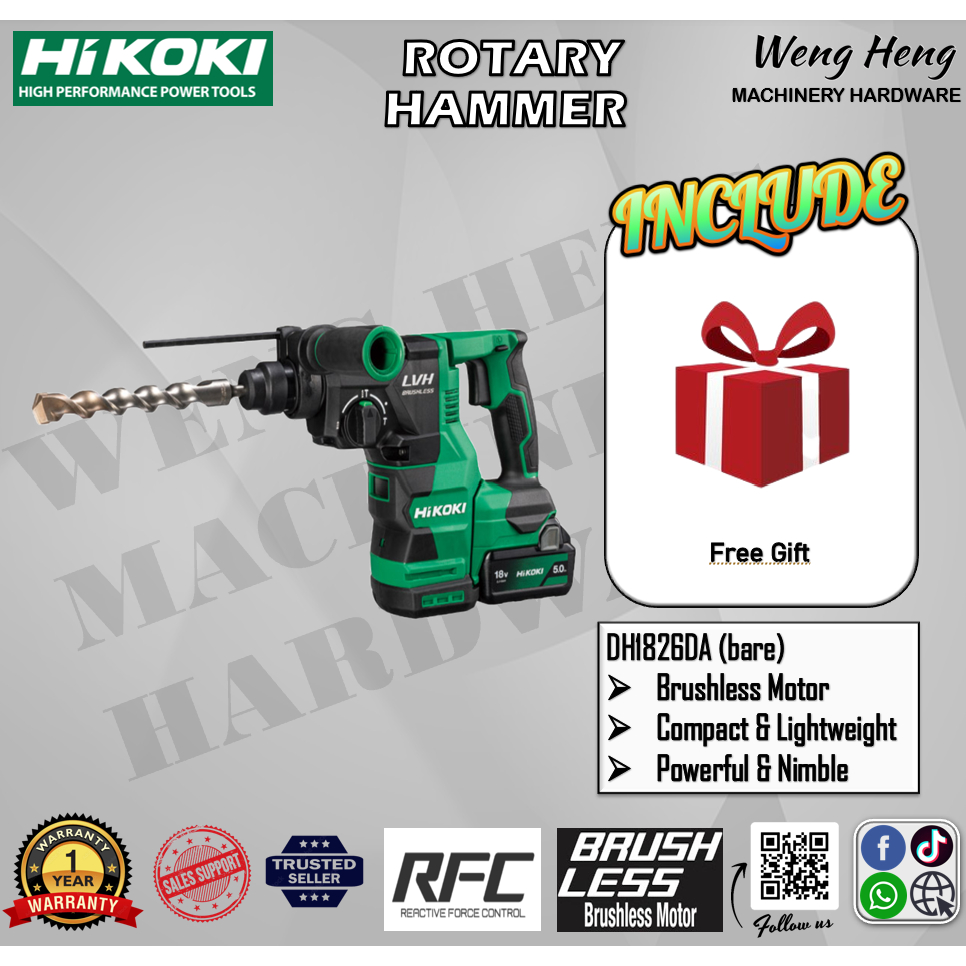 HIKOKI 18V Cordless Rotary Hammers - MODEL DH1826DA | Shopee Malaysia
