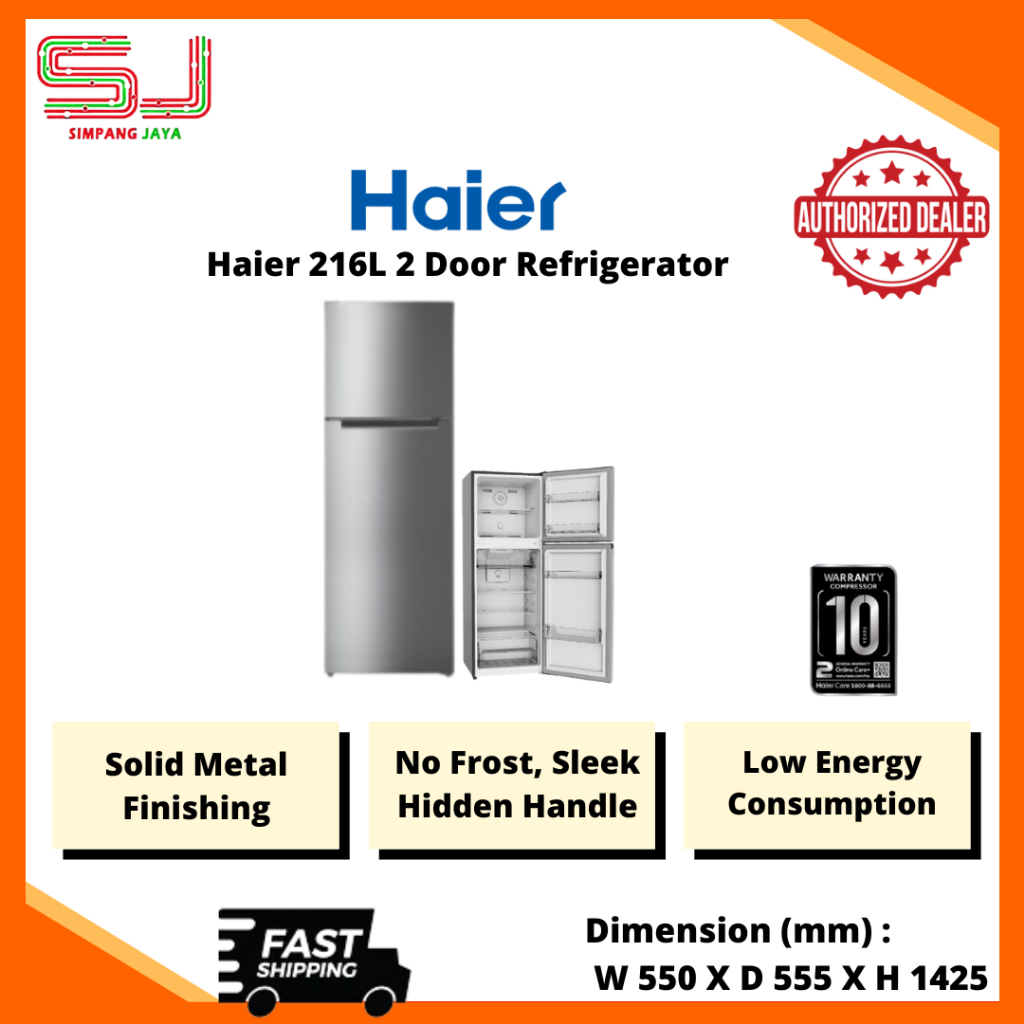Haier 239L 2 Door Fridge | MEPS 4 Star | No Frost | HRF-239H | 2 Years ...