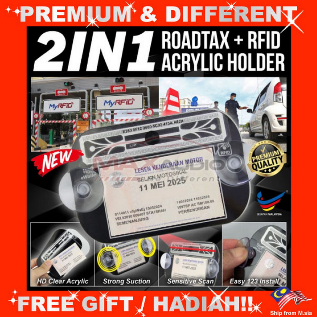 2024 Newest 2in1 Roadtax + RFID Acrylic Holder Easy Install HD Premium ...