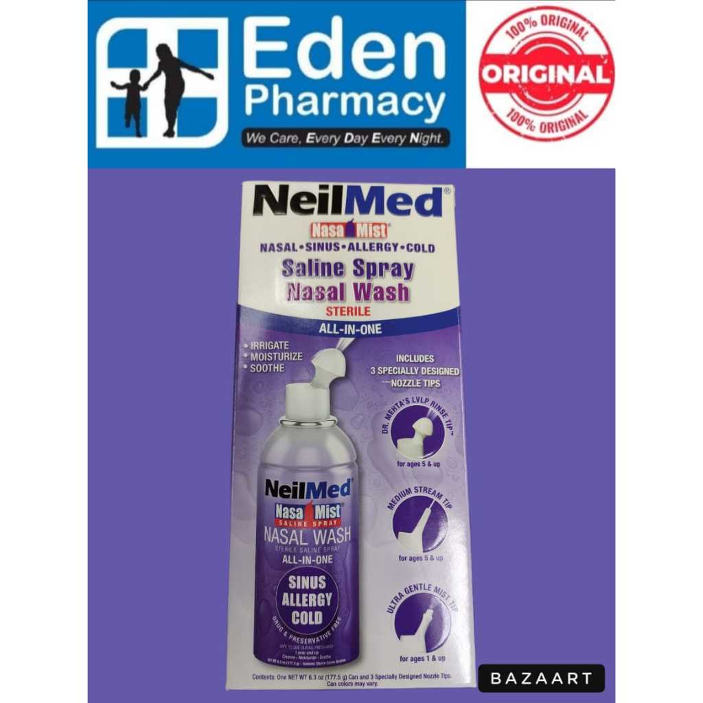 NeilMed Saline Spray Nasal Wash Neil Med Nasal Mist 6.3 oz | Shopee ...