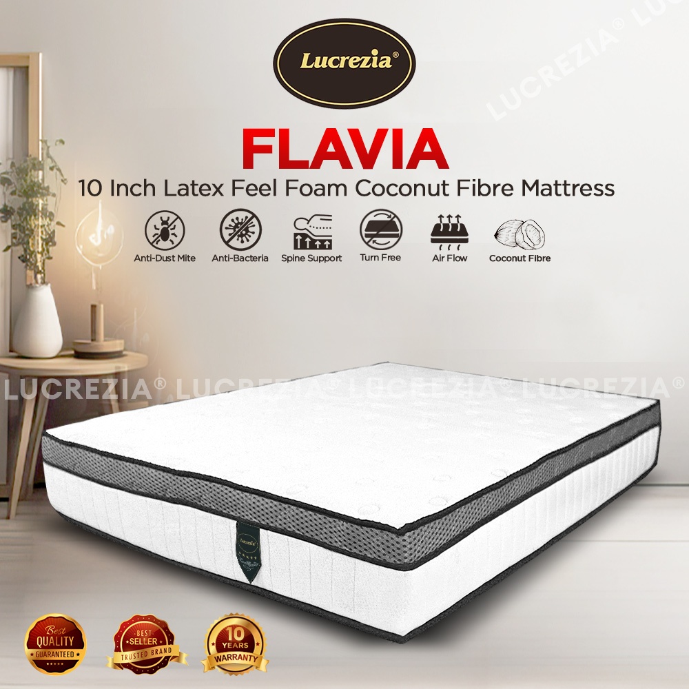 Free Shipping / Lucrezia Flavia (10 inch) Latex Feel Foam Coconut Fibre ...