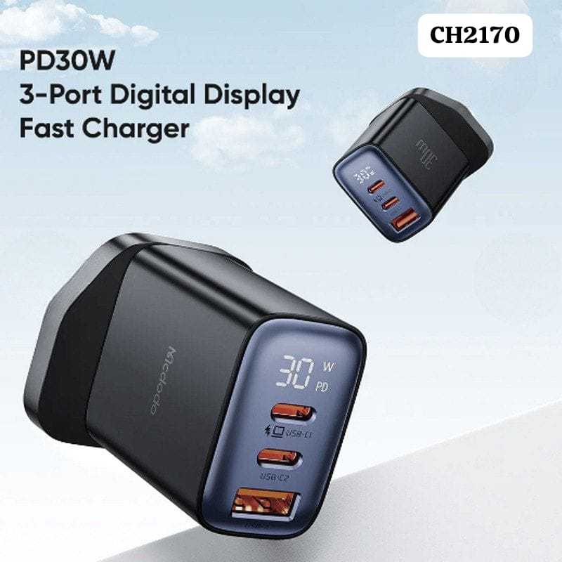 Mcdodo CH-2170 30W 3 Ports Digital Display Fast Charger | Shopee Malaysia