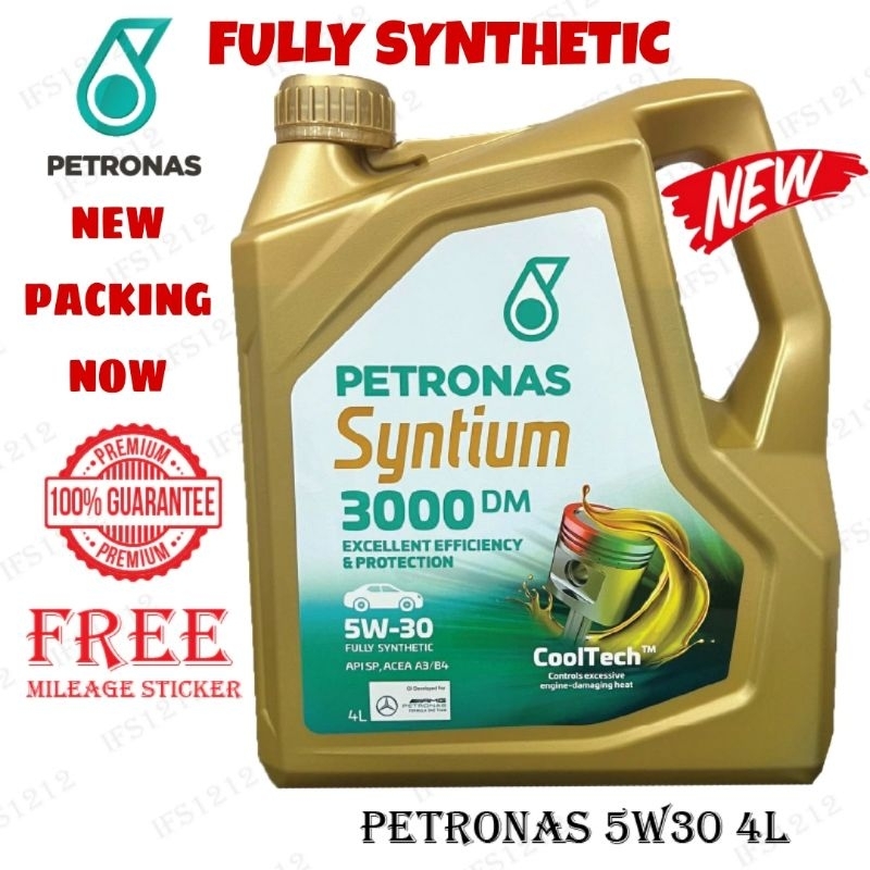 🇲🇾ORI SIRIM🔥 PETRONAS FULLY SYNTHETIC 5W30 4L ENGINE OIL MINYAK HITAM ...