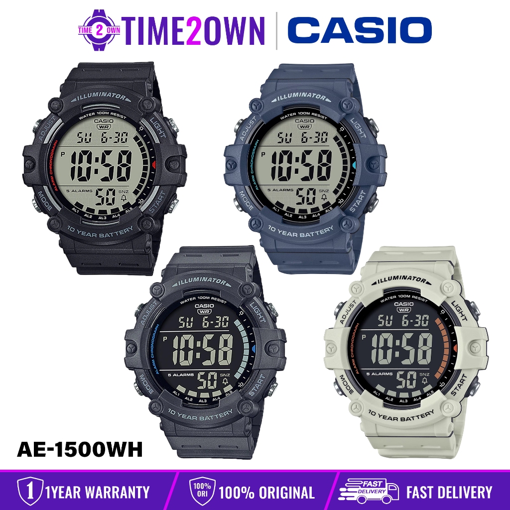 Casio AE-1500WH Series 10-Year Battery Life Digital Resin Band Men Sports Watch | Shopee Malaysia
