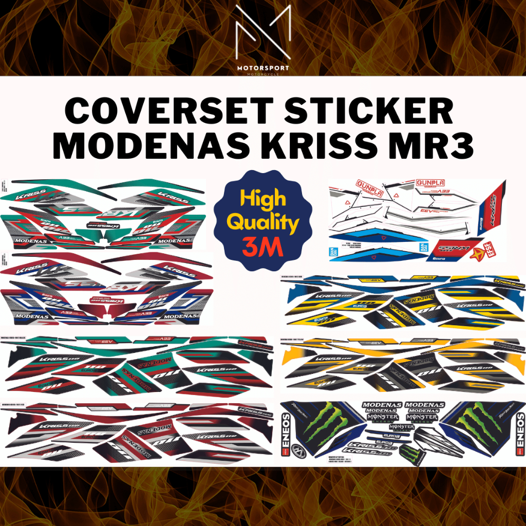 MODENAS KRISS MR3 ALL COVERSET STICKER Baju Body Cover Set Sticker ...