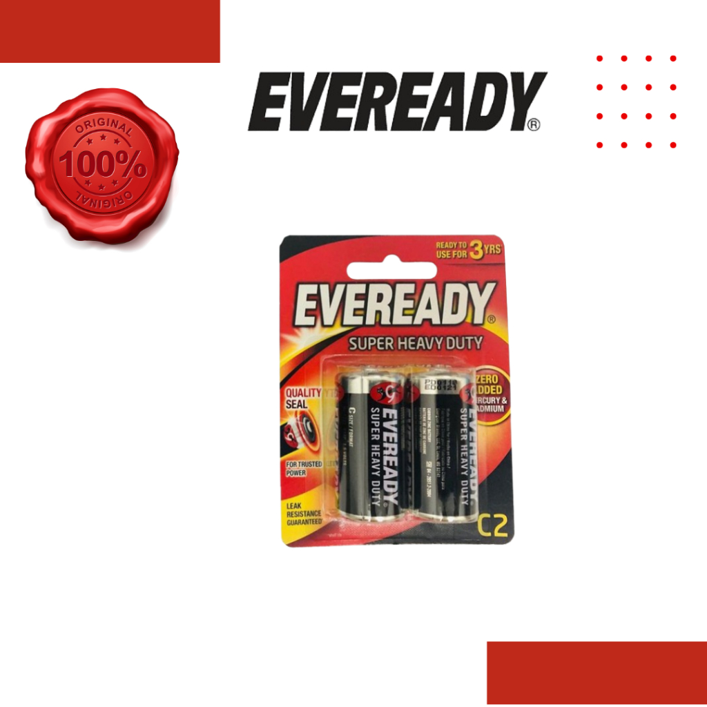 EVEREADY Battery Super Heavy Duty Size C (2pcs) - 1235BP2 | Shopee Malaysia