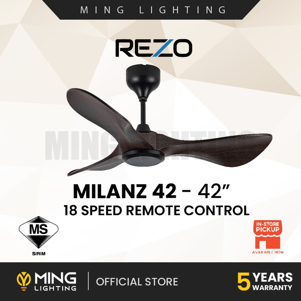 (Sirim) REZO Ceiling Fan Milanz 42'' Signature Model DC Motor Remote ...