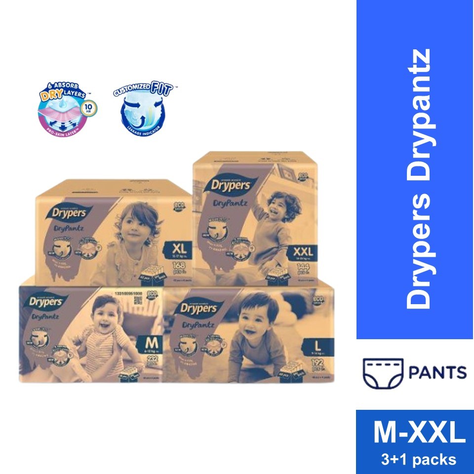 Drypers Drypantz M58/ L48/ XL42/ XXL36 (3+1pack) | Shopee Malaysia