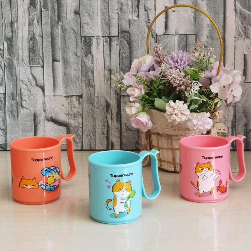 Tupperware Mood Mugs Set 3 Units 280ml new cute cats cartoon character ...