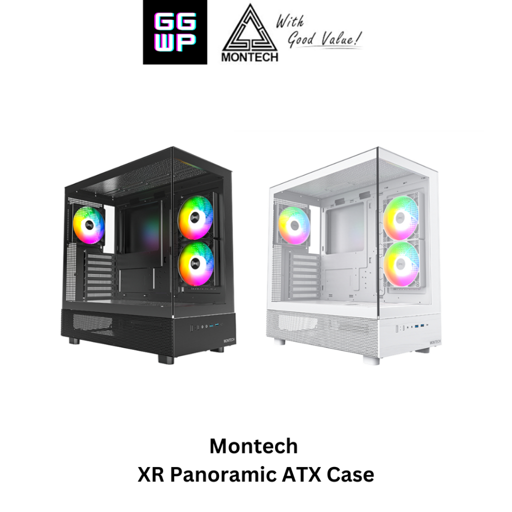MONTECH XR ATX Mid Tower PC Gaming Case with 3x 120mm ARGB PWM Fans ...
