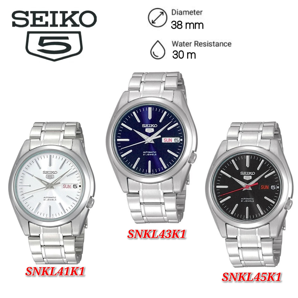 Seiko 5 SNKL45K1 / SNKL43K1 / SNKL41K1 Automatic Gents Stainless Steel ...