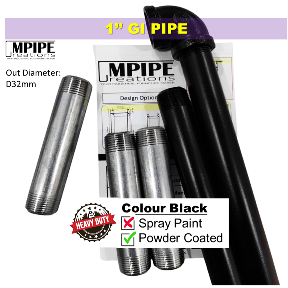GI 1" Silver / Black Gi Pipe Water Pipe Galvanized Iron Pipe Besi Metal ...