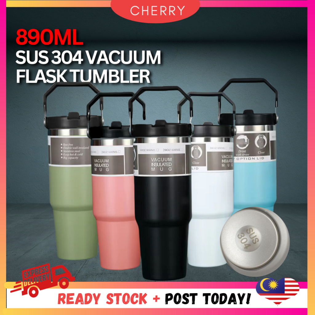 🍒CHERRY🍒 890ML 304 Stainless Steel Insulated Flask Water Bottle handheld thermos hot and cold ...