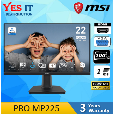 MSI PRO MP225 / PRO MP251 / PRO MP275Q 22" 25" 27" 100Hz 1MS IPS FHD ...