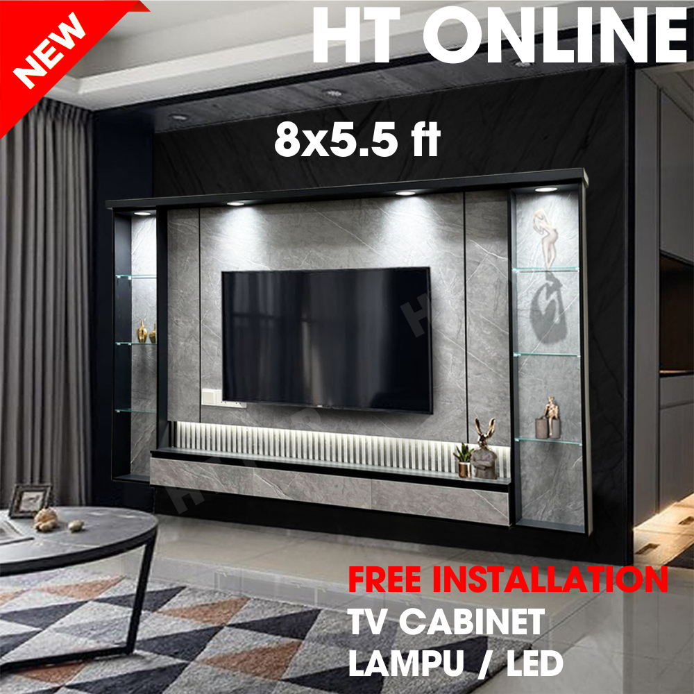 [HT ONLINE] 8ft Modern TV Cabinet Wall Mounted Tv Cabinet Hall Cabinet ...