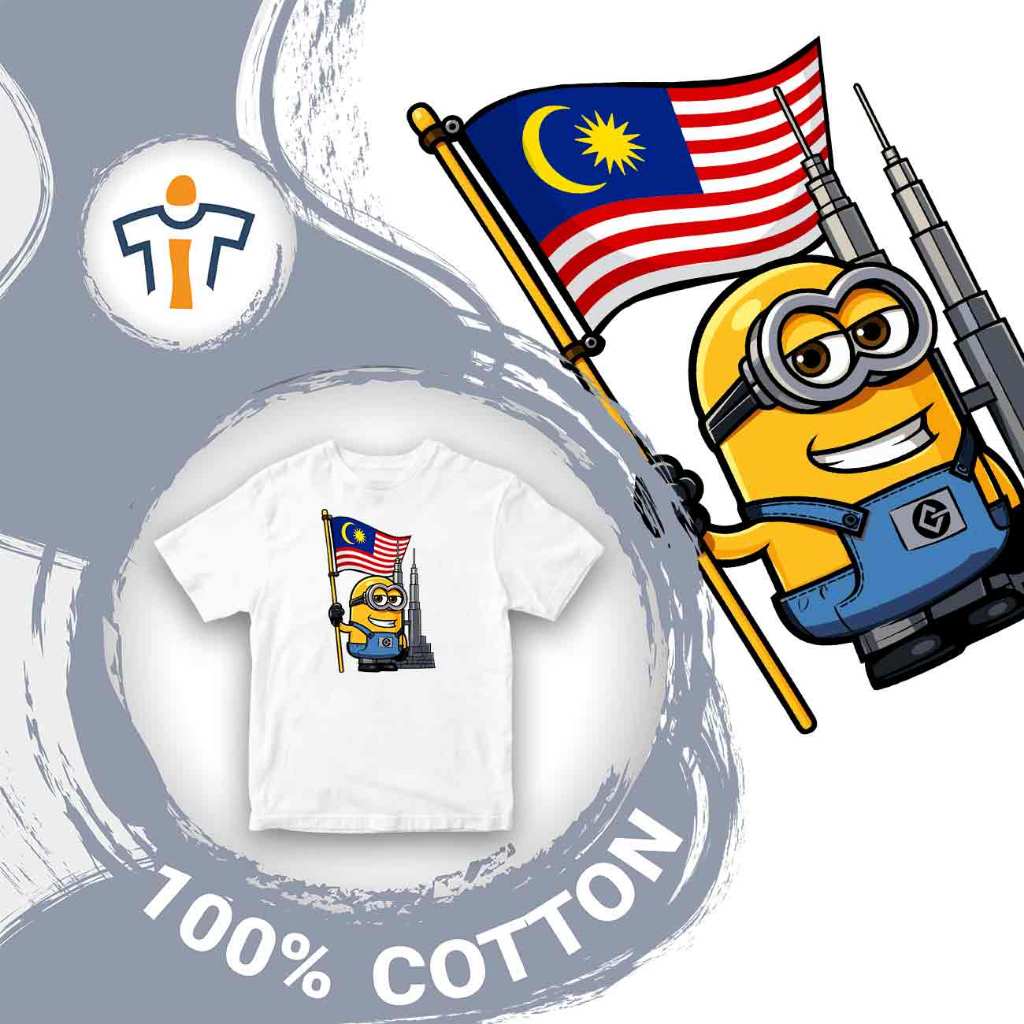 Despicable Me 4 Minions Malaysia Merdeka Jalur Gemilang 100 Cotton T ...