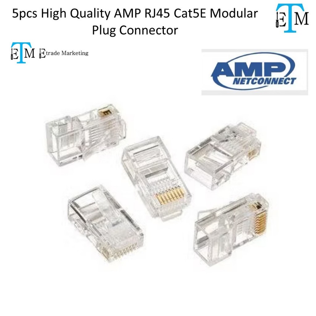 5pcs High Quality AMP RJ45 Cat5E Modular Plug Connector | Shopee Malaysia