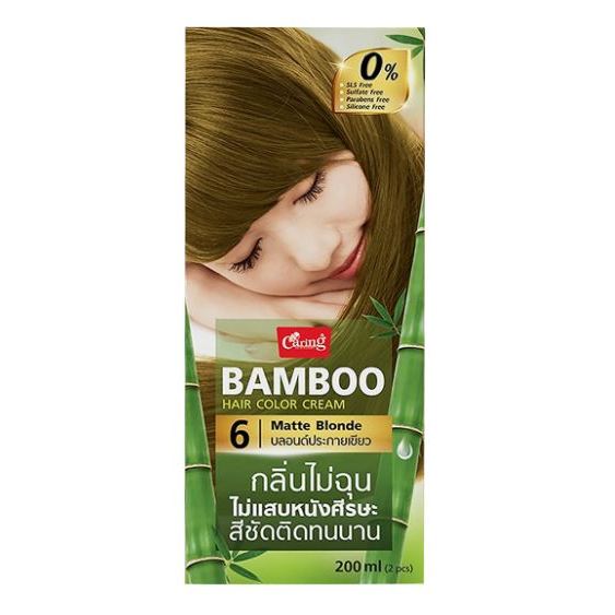 CARING Bamboo Hair Color Cream No.6 Matte Blonde 200 ml. | Shopee Malaysia