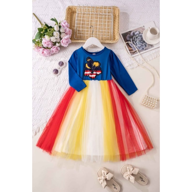 BAJU MERDEKA Budak Perempuan Merdeka Rainbow Kids Costume Girl Baju ...