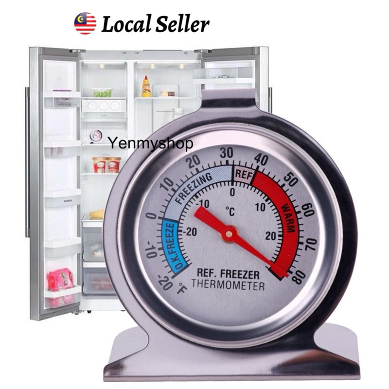 Refrigerator Freezer Thermometer Fridge DIAL Type Stainless Steel Hang ...